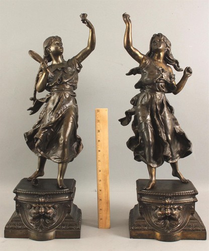 RARE Antique 19thC Victorian Badminton Racquet Women Bronzed Spelter ...