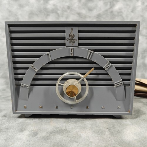 Vintage Gray Emerson Model 811 Series B Tube AM Radio 1950s Mid-Century Decor | eBay