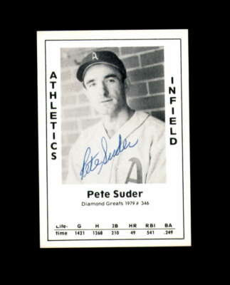 Pete Suder Hand Signed 1979 Diamond Greats Philadelphia Athletics ...