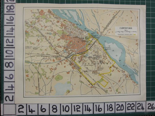 1926 INDIA INDIAN TOURIST MAP ~ CAWNPORE CITY PLAN CANTONMENT PARKS ...