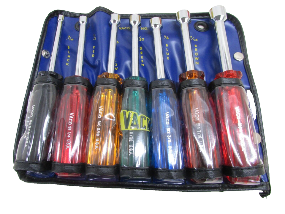 NOS! VINTAGE VACO TOOLS 7-pc. SAE NUT DRIVER SET K7 w/ POUCH & BOX, USA | eBay