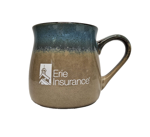 Erie Insurance Promo Ceramic Mug Flanagan Mills Agency Teal Tan | eBay