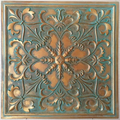 Faux tin ceil tiles vintage green gold color decor wall panels PL70 ...