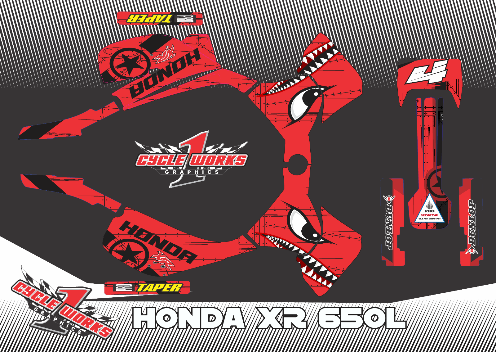 HONDA XR 650L XR650 CUSTSTOM GRAPHICS KIT GRAFICAS DECAL WAR | eBay