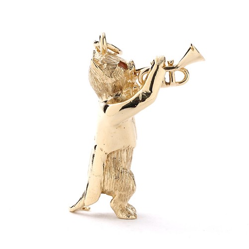 Dankner Vintage Cat Playing Trumpet Charm 14k Yellow Gold | eBay
