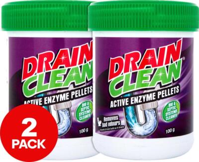 2 x Drain Clean Active Enzyme Pellets 100g & for septic tanks,sink ...