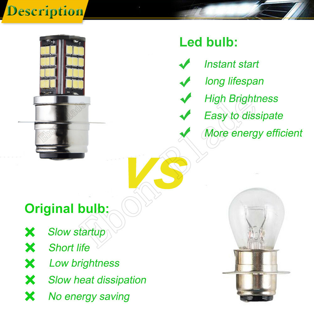 2x P36D 2835 56SMD LED White Headlight High/Low Beam Light Bulb 6V DC ...