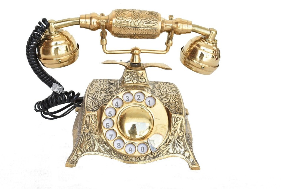 Solid Brass French Working Victorian Style Rotary Dial Phone Telephone ...
