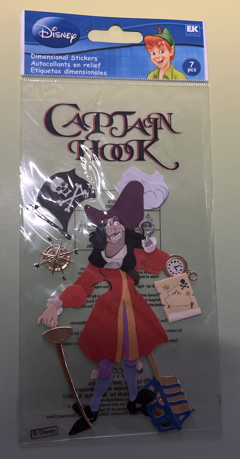 Jolees Disney CAPTAIN HOOK 7pcs Scrapbooking Stickers RARE | eBay