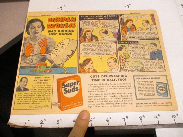 newspaper ad 1937 COLGATE toothpaste policeman SUPER SUDS laundry soap ...