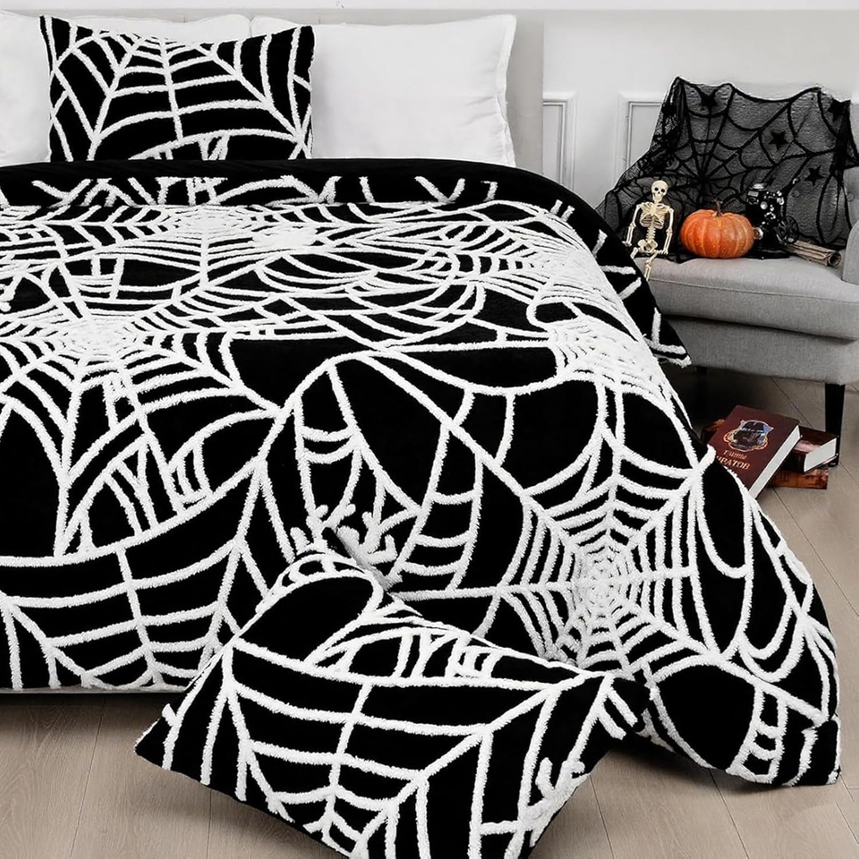3 Pcs Halloween Duvet Cover Queen Size Spider Web Queen Duvet Cover ...