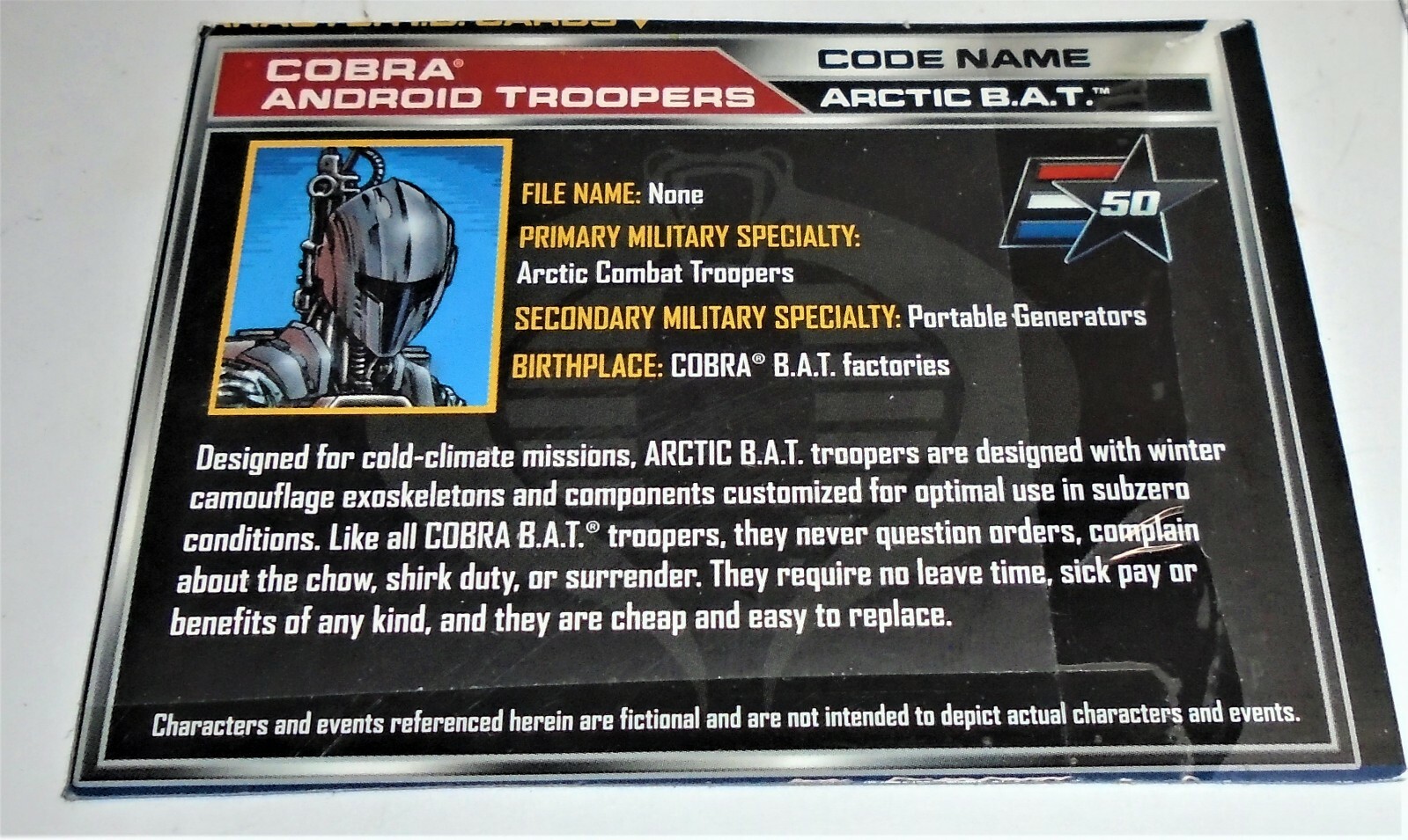 G I JOE File Card I.D. Filecard 2014 Arctic BAT B.A.T. 50th Anniversary ...