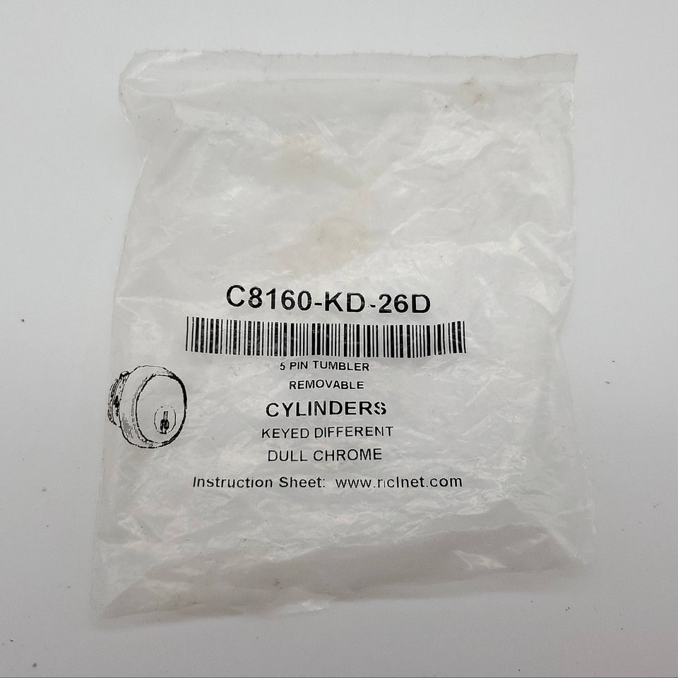 2x National C8160 Drawer Lock Cylinders Chrome 1-1/4" Diam 5 Pin Keyed ...