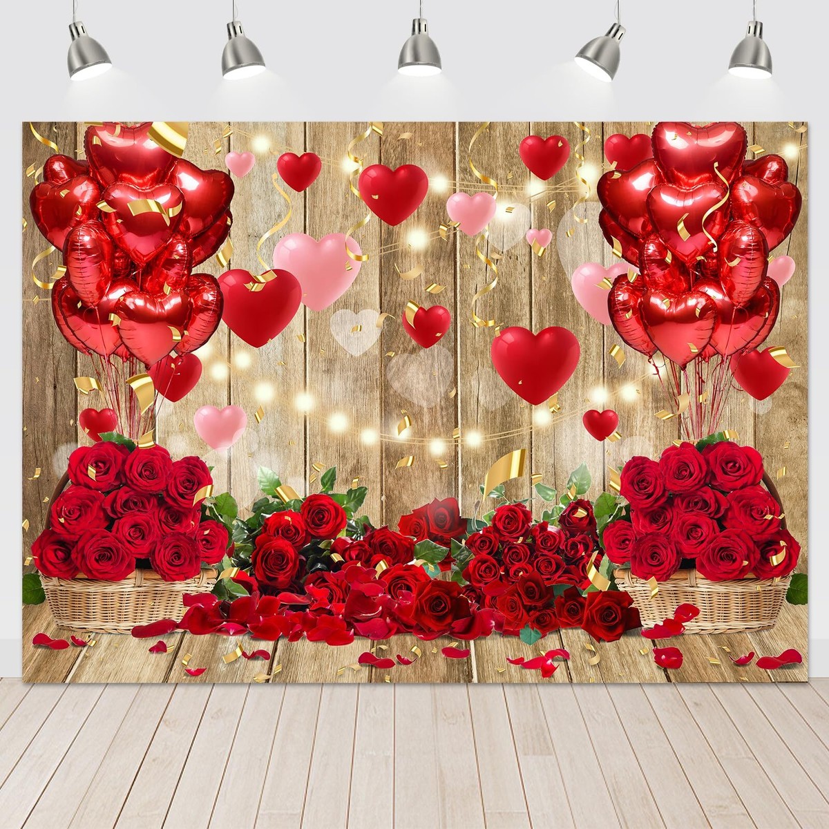 Rustic Valentine Backdrop Decorative Set Valentines Day Wood