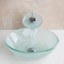 Round Scrub Tempered Glass Bathroom Vessel Sink Basin Bowl With Chrome ...