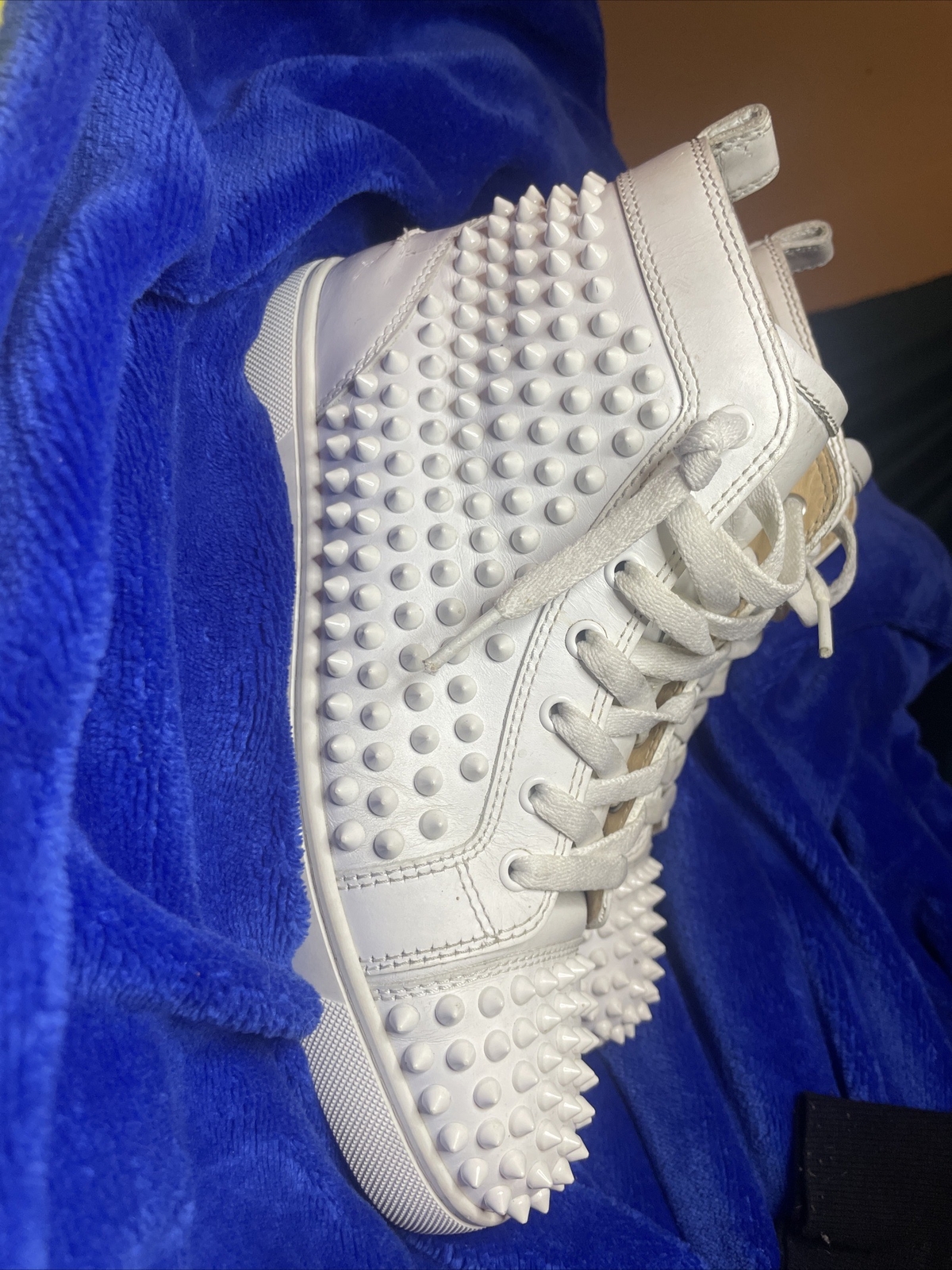White HighTop Spiked Red Bottom Men Shoes - Gem