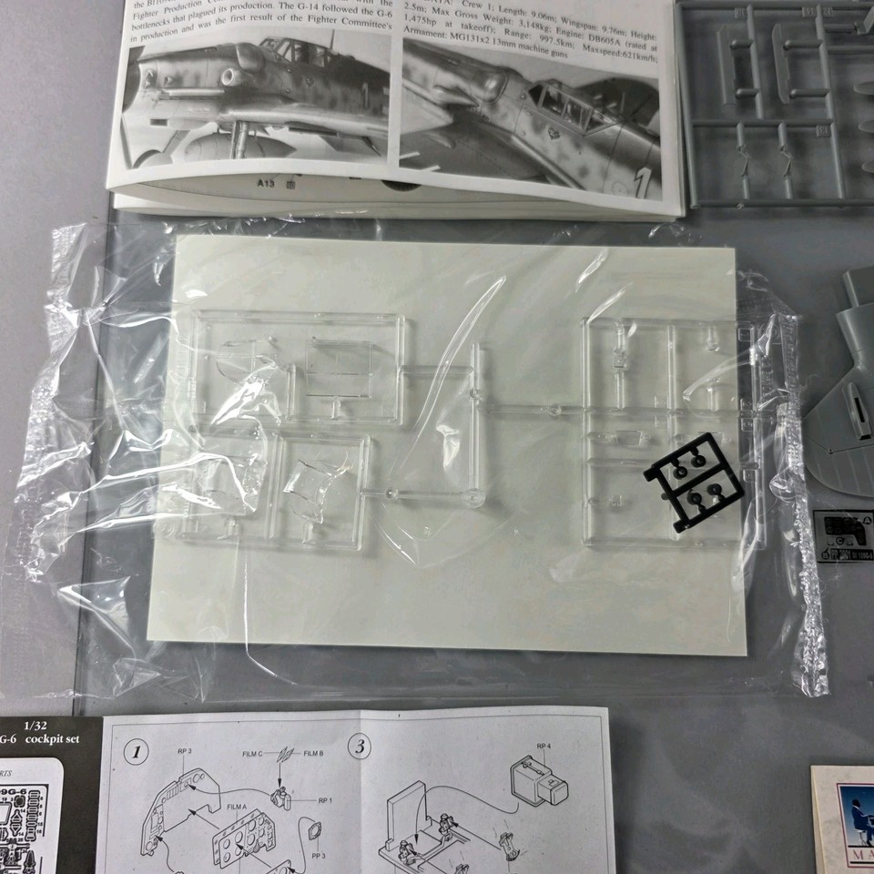 Hasegawa 1:32 Messerschmitt Bf109G-6 Luftwaffe Model Kit 08067 DETAIL ...
