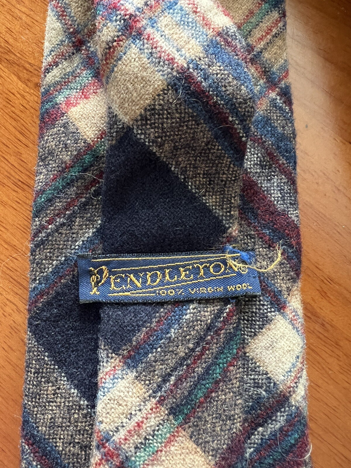 Pendleton 100% Virgin Wool Neck Tie Red Green Blue Tan Plaid Vintage | eBay