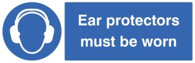 SIGN, EAR PROT MUST BE WORN, SAV, EXTERNAL HEIGHT 100MM, EXTERNAL FOR ...