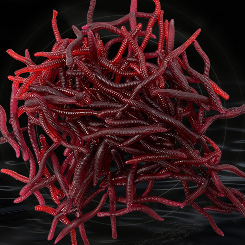 50/100 Pcs Artificial Soft Bait Lifelike Soft Worm Lures Silicone for ...