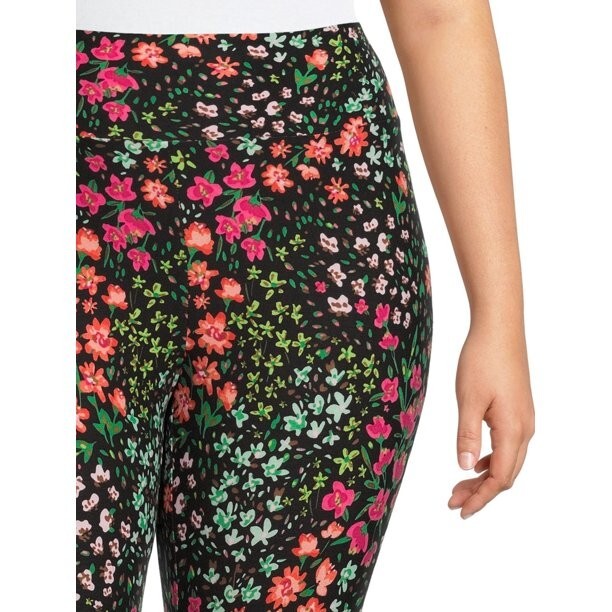 Terra & Sky NEW♈Woman's PLUS Capri legging's size 0X~Black/green/pink ...