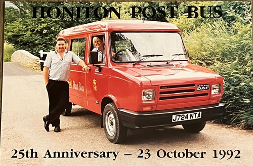 Honiton Royal Mail Post Bus POSTCARD Blank 25th Anniversary 1992 | eBay