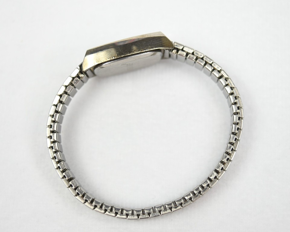 Ladie's Silver Tone Retro Sharp Watch Stainless Steel Stretch Band New ...