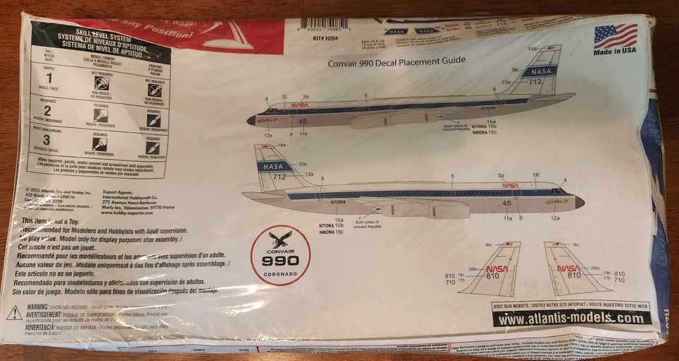 Atlantis 254 Convair 990 Coronado Airliner NASA Livery plastic model ...