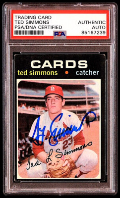 TED SIMMONS SINGED 1971 TOPPS ROOKIE CARD #117 RC AUTO (AUTOGRAPH PSA ...