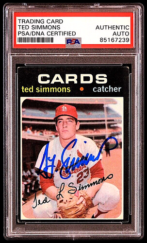 TED SIMMONS SINGED 1971 TOPPS ROOKIE CARD #117 RC AUTO (AUTOGRAPH PSA ...