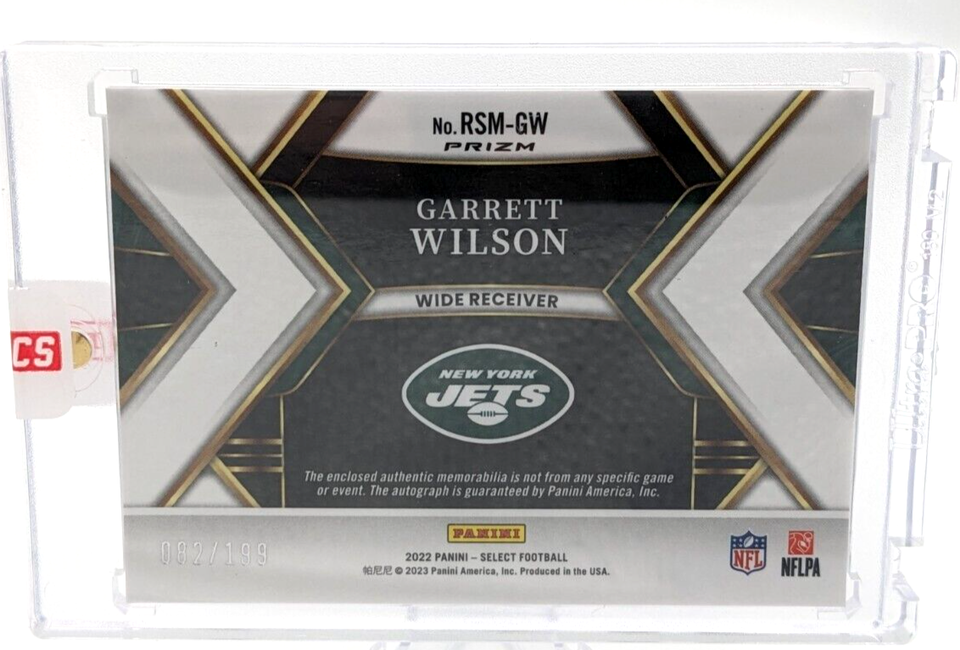 2022 Select Garrett Wilson Rookie Patch Auto Silver Prizm RPA Sealed | eBay