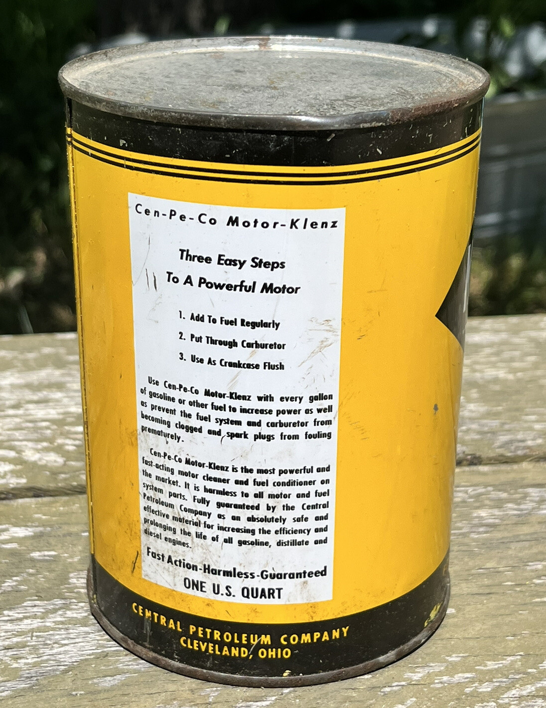 Vtg 1960s Cen-Pe-Co Motor Klenz 1 Quart Oil Can Tin Central Petroleum ...