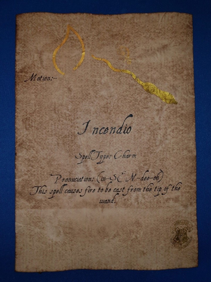 Harry Potter, Hogwarts Spell Sheets with gold leaf. Replica / prop. | eBay