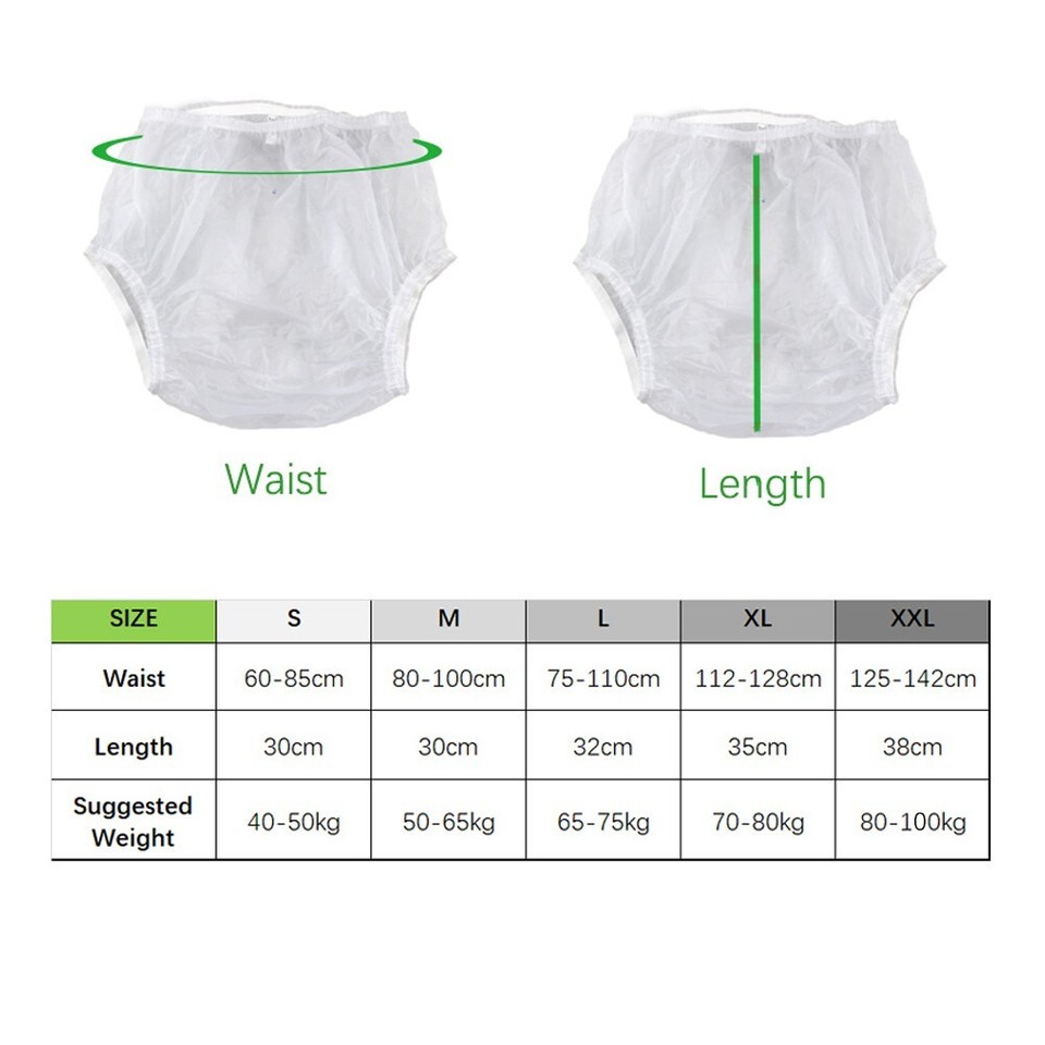 Frosted Plastic Pants (PVC) Adult Diaper Cover Reusable Incontinence ...