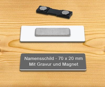 Namensschild, Ansteckschild, Anstecker mit Magnet & Gravur 70 x 20 mm ...