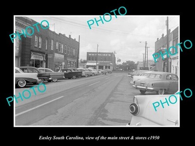 OLD POSTCARD SIZE PHOTO EASLEY SOUTH CAROLINA THE MAIN STREET & STORES ...