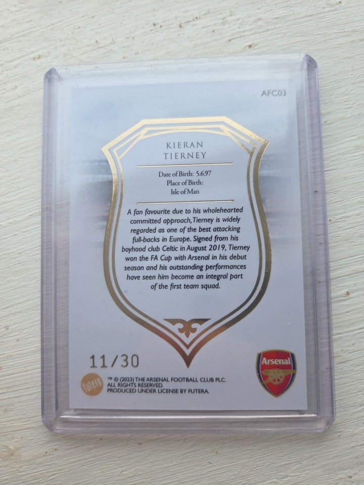 Kieran Tierney Arsenal Futera DEFENDER card /30 RARE | eBay UK