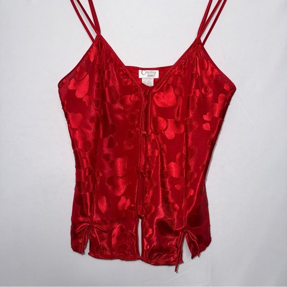 Vintage Silky Red Heart Lingerie Cami Camisole | eBay