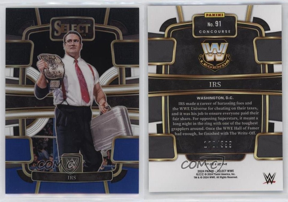 2024 Panini Select WWE Concourse Black & Blue Prizm 170/399 IRS #91 g1s ...