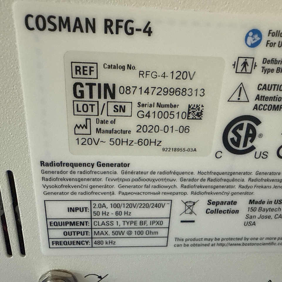 Cosman Medical, Inc. RFG-4 Radiofrequency Generator W/ 8 ELECTRODE | eBay