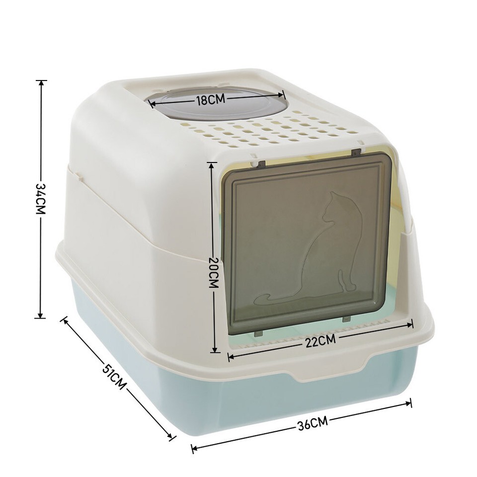 Cat Litter Box with Lid Fully Enclosed Cat Toilet Pet Supplies for ...