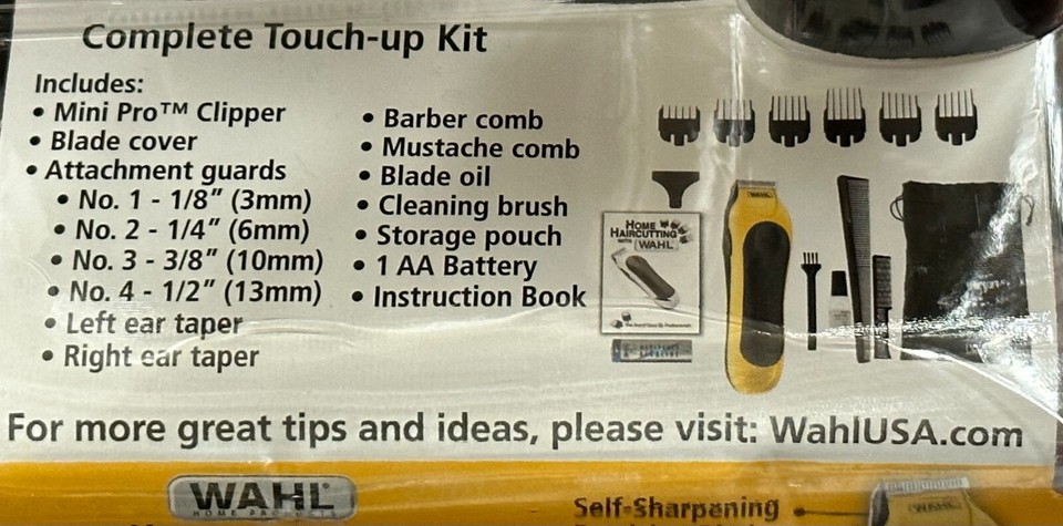 WAHL Mini Pro CORDLESS Compact TOUCH-UP Hair Beard BATTERY Precision ...