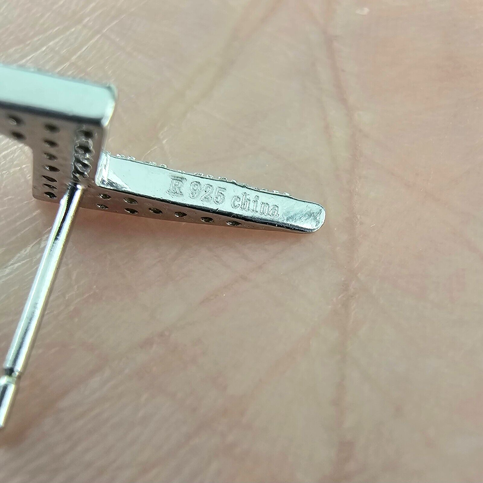 Solid 925 Sterling Silver TCB Lightning Bolt Stud Earrings Sparkling ...