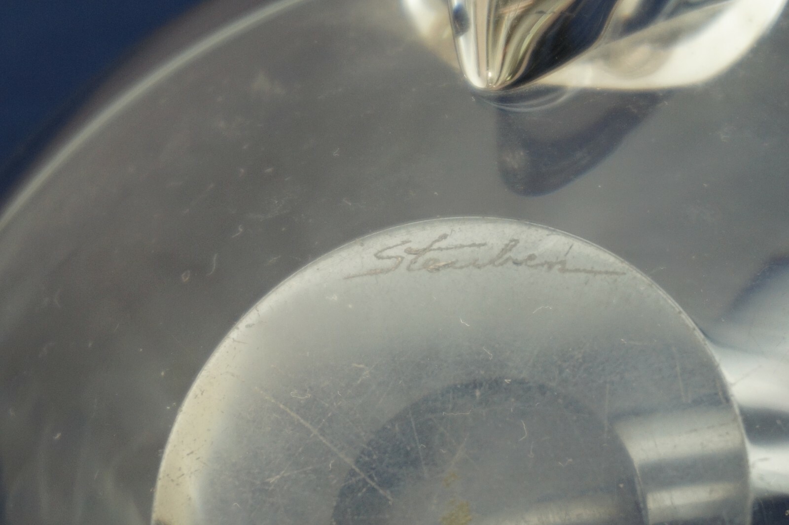 STEUBEN GLASS ASHTRAY SLOPING CANDY TRINKET OLIVE DISH BOWL 5.5in ...