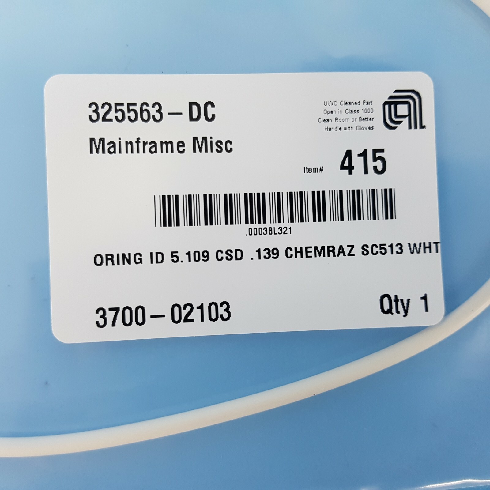 128-0601// AMAT APPLIED 3700-02103 ORING ID 5.109 CSD.139 CHEMRAZ SC513 ...