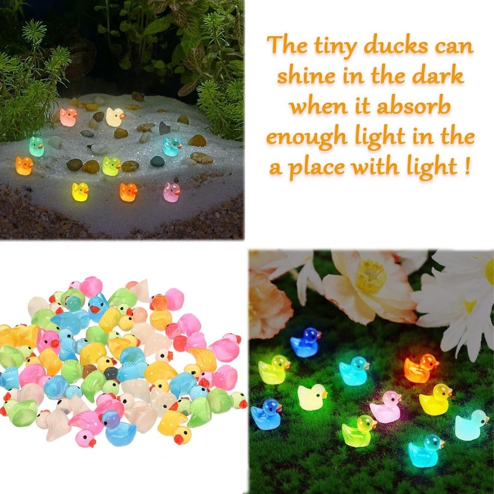 220 Pcs Mini Resin Ducks Luminous Tiny Ducks Miniature Duck Glow in The ...