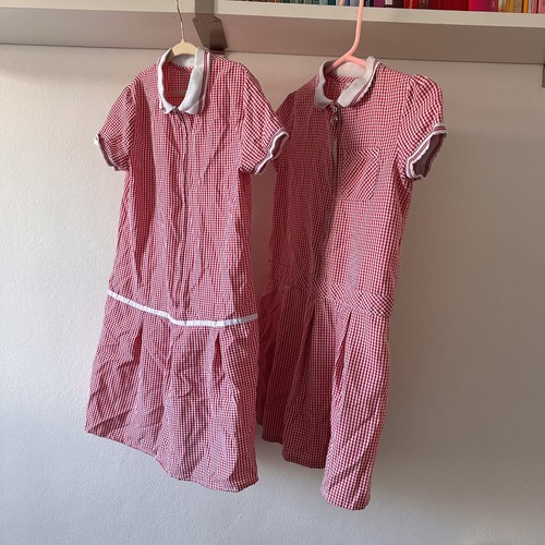Red gingham dresses, school uniform 8-9 9-10 Girls | eBay