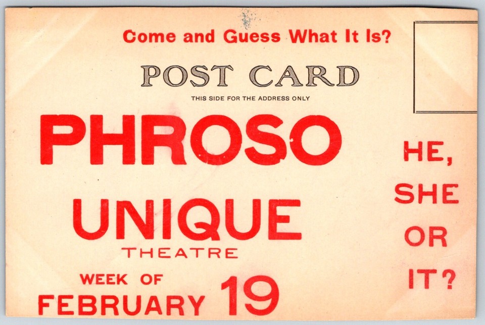 Postcard Unique Theater Phroso Mechanical Man Walter Frederic ...