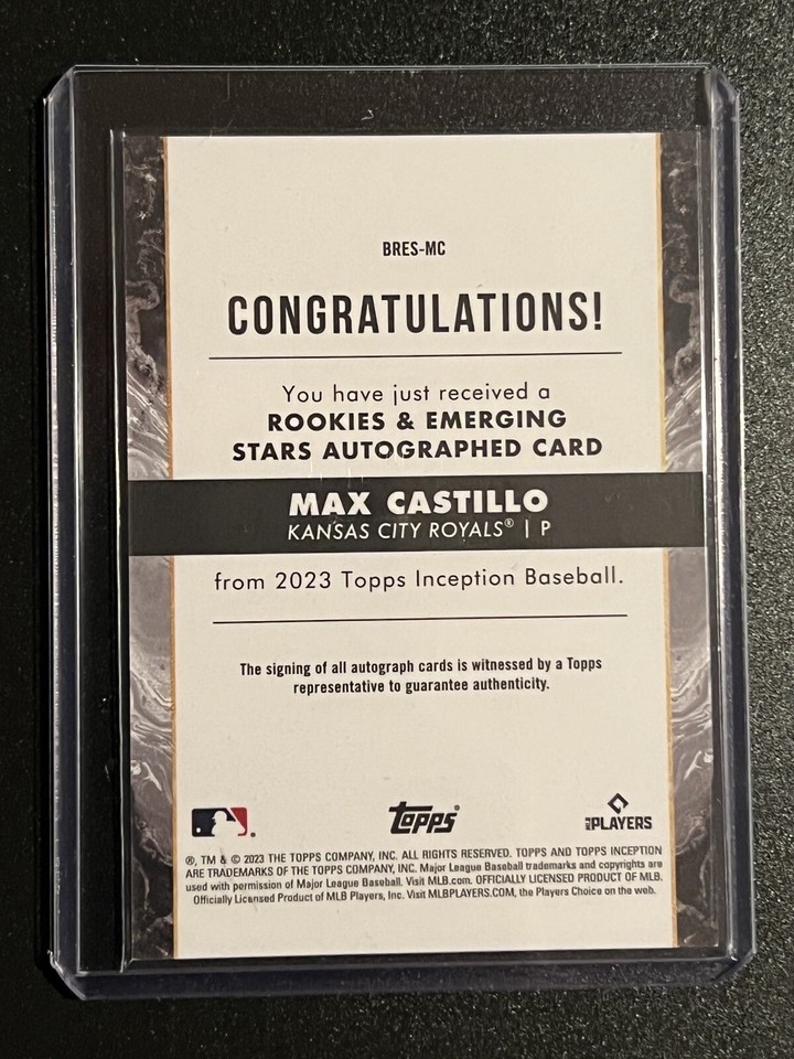 2023 Topps Inception Max Castillo Rookie Card Autograph/125 Kansas City ...