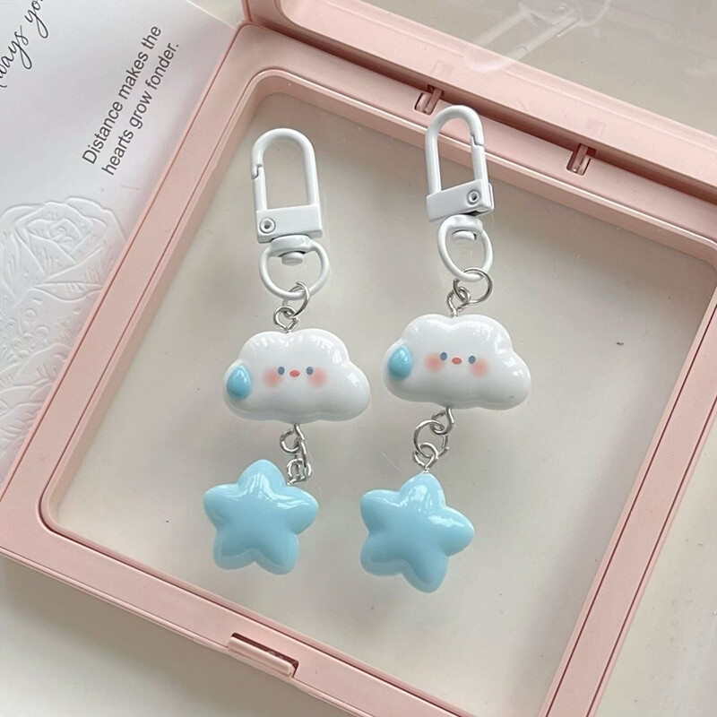 Cute Cloud Blue Star Keychain Car Keys Accessories Cartoon Kawaii ...